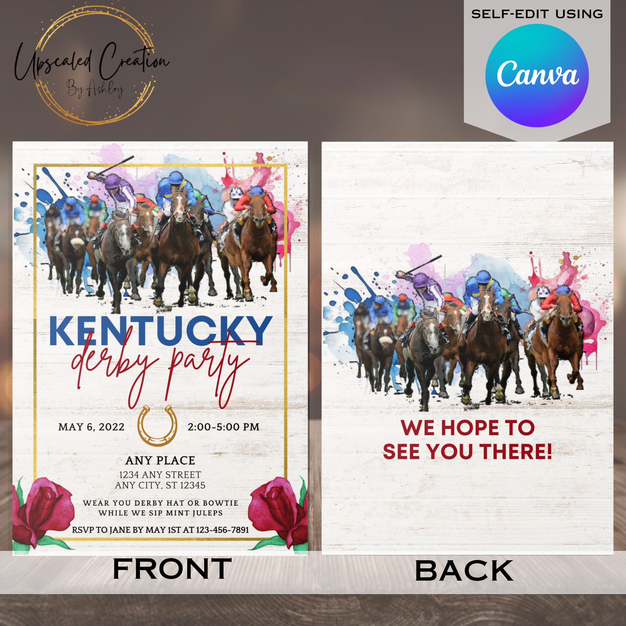 Kentucky Derby Party Invitation: Horse Racing, Big Hats (digital ...