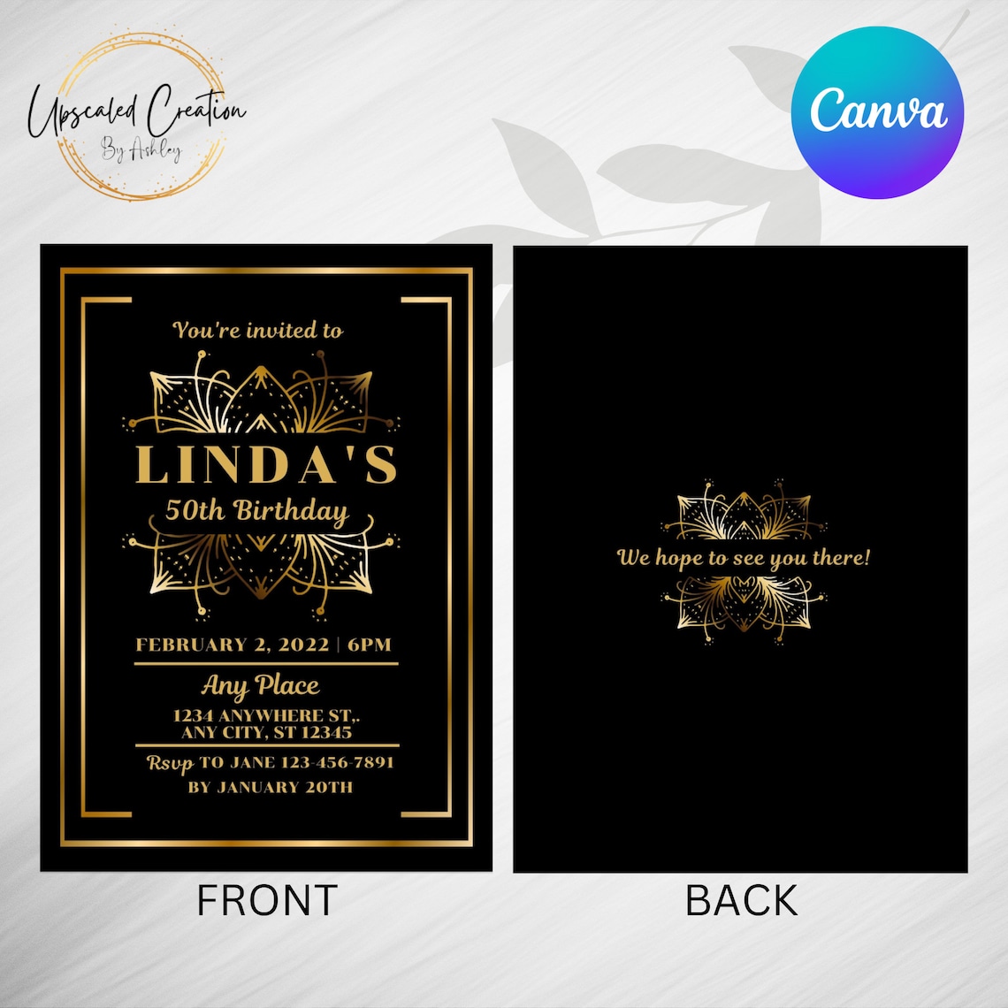 Golden Birthday Invitation, Digital Download, Editable Template ...