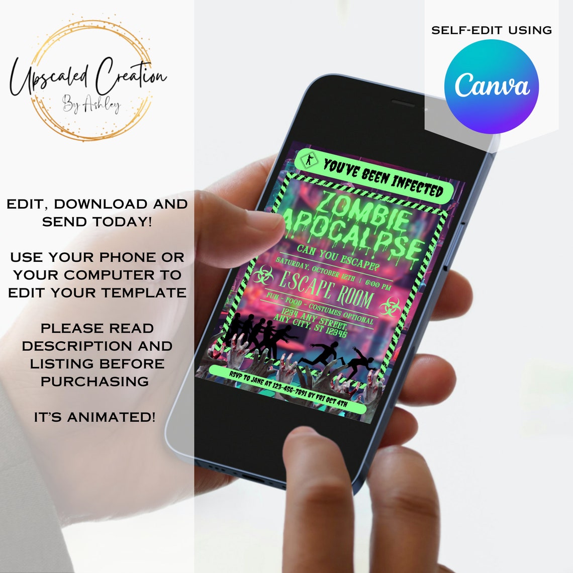 Zombie Apocalypse Halloween Invitation: Animated Party Invite (digital ...