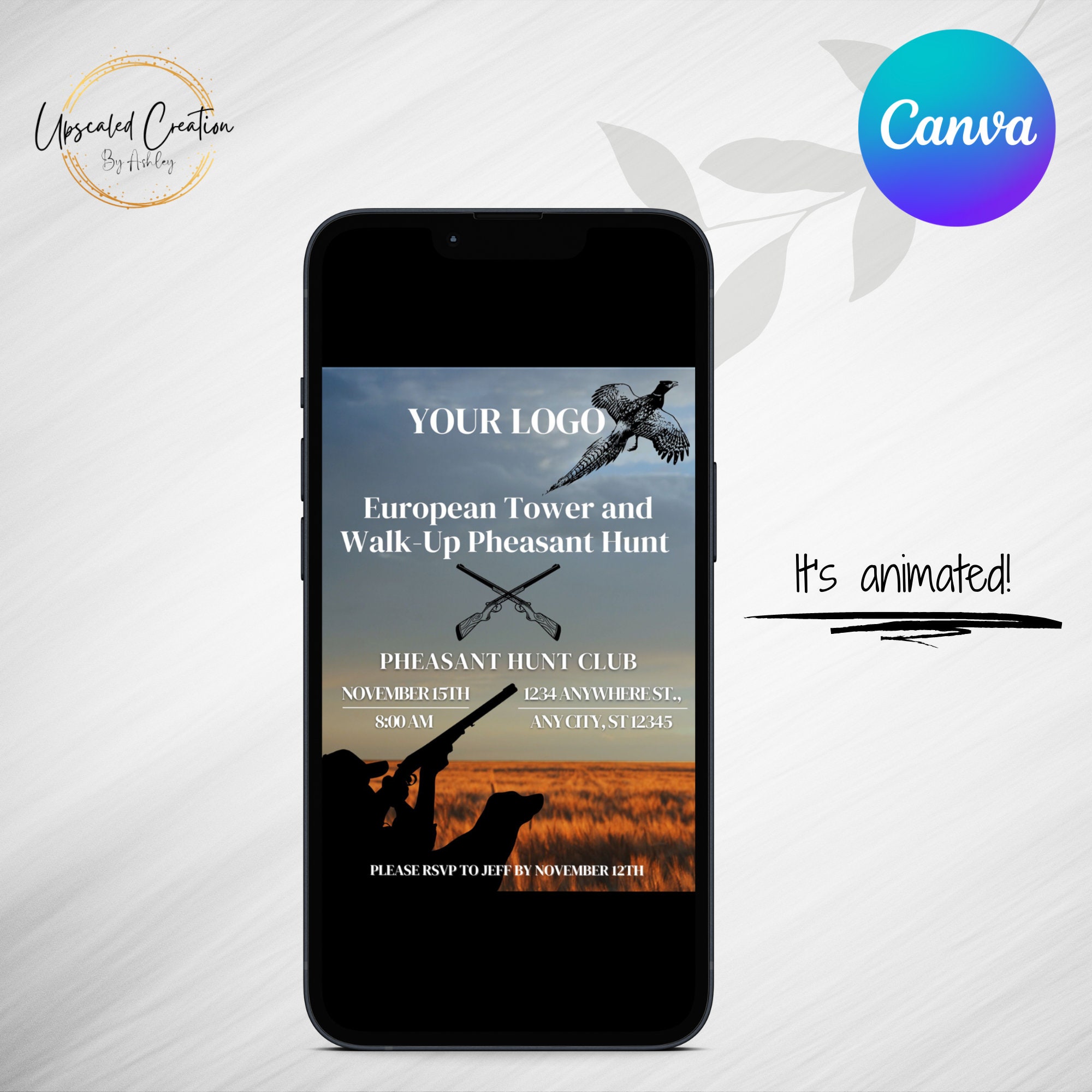 Pheasant Hunt Invitation, Digital Download, Editable Template, Evite ...