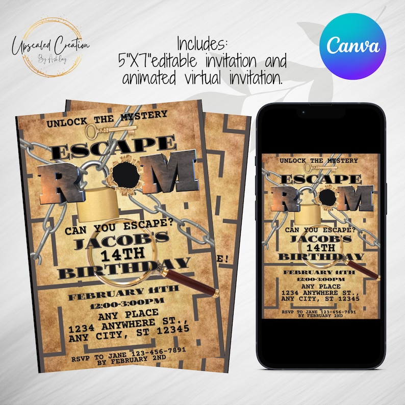 Escape Room Invitation, Unlock the Mystery, Top Secret, Can You Solve ...