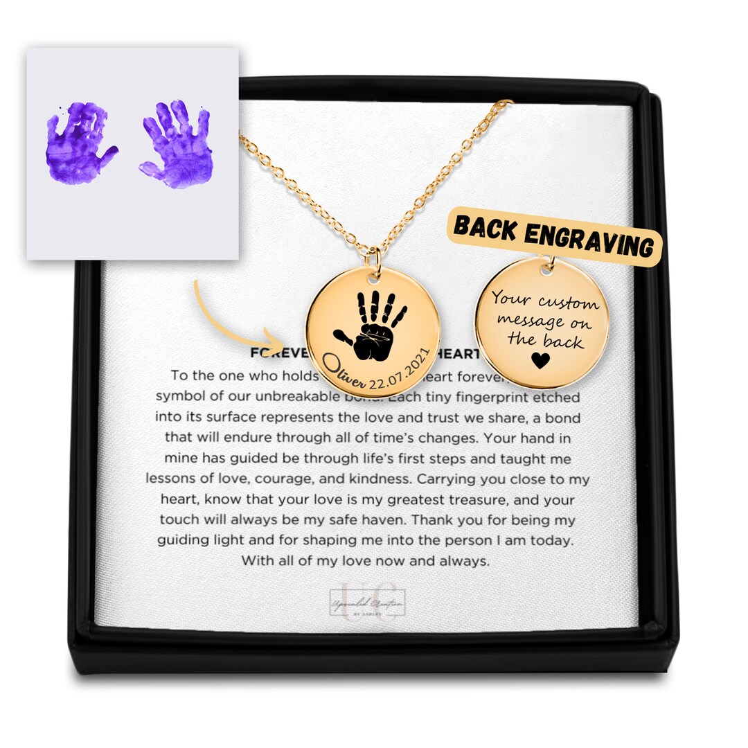 Personalized Actual Hand Print Necklace, Personalized Jewelry, Mother's ...