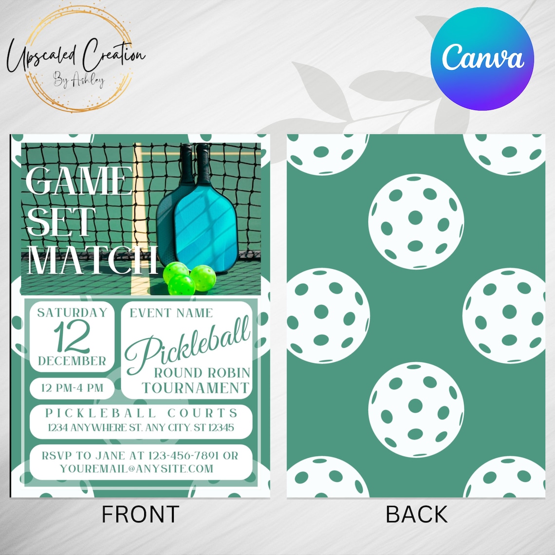 Game, Set, Match Pickleball Invitation, Digital Download, Editable ...