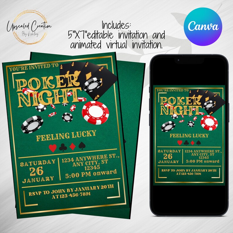 Poker Night Invitation: Editable Template (digital Download) - Etsy