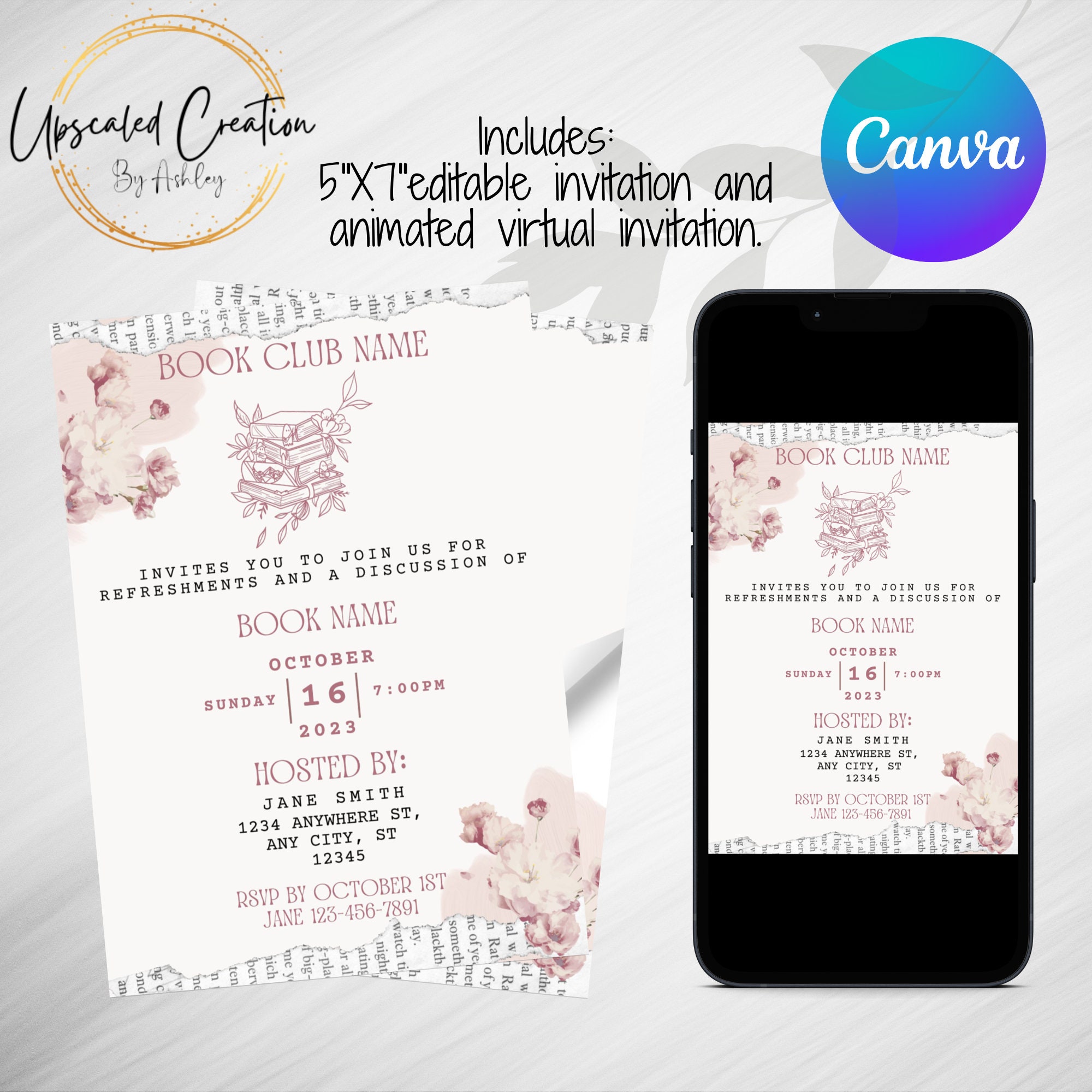 Book Club Invite and Planner, Book Club Invitation, Book Friends, Book ...