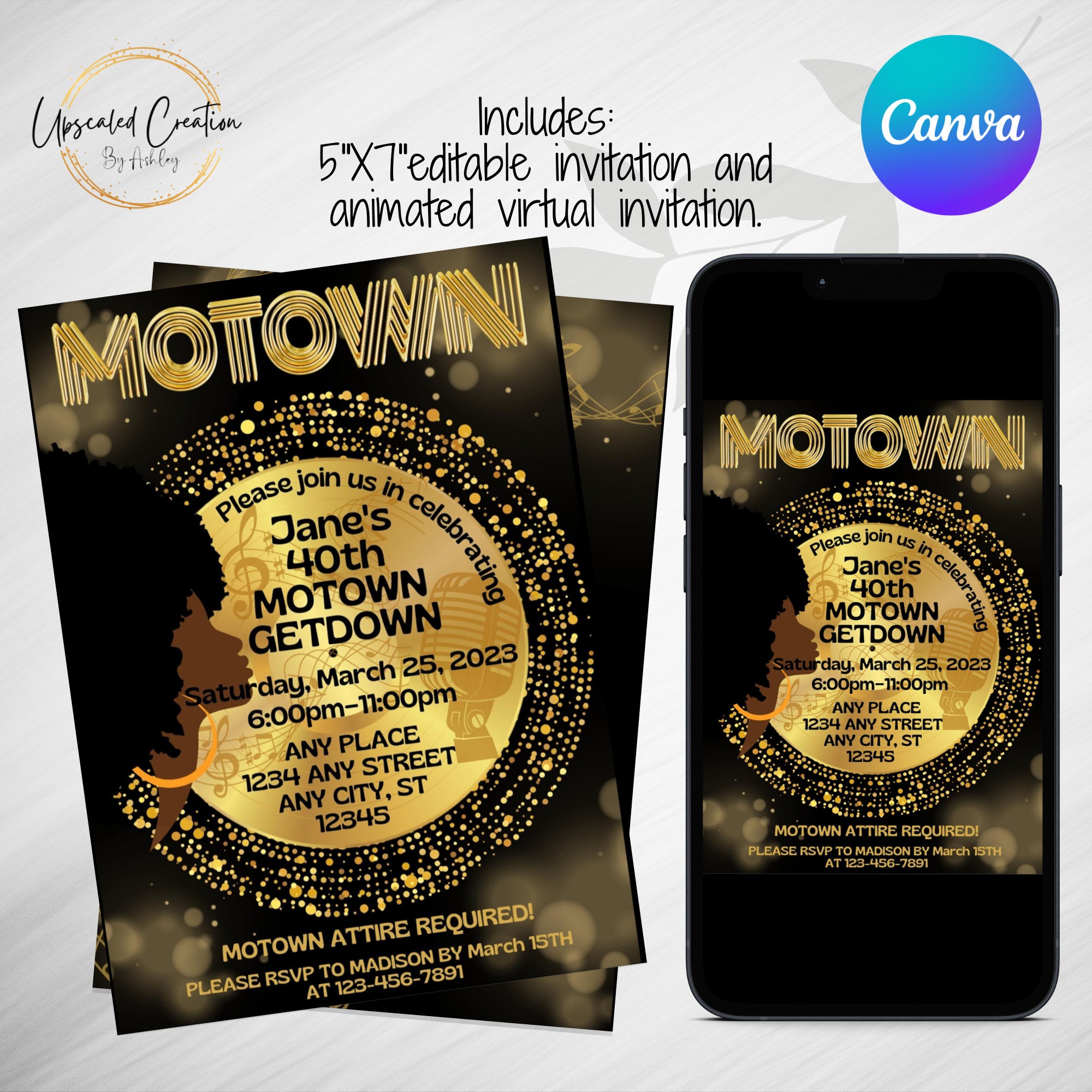 Motown Get Down Invitation, Motown Theme Party Invite, Motown Party ...