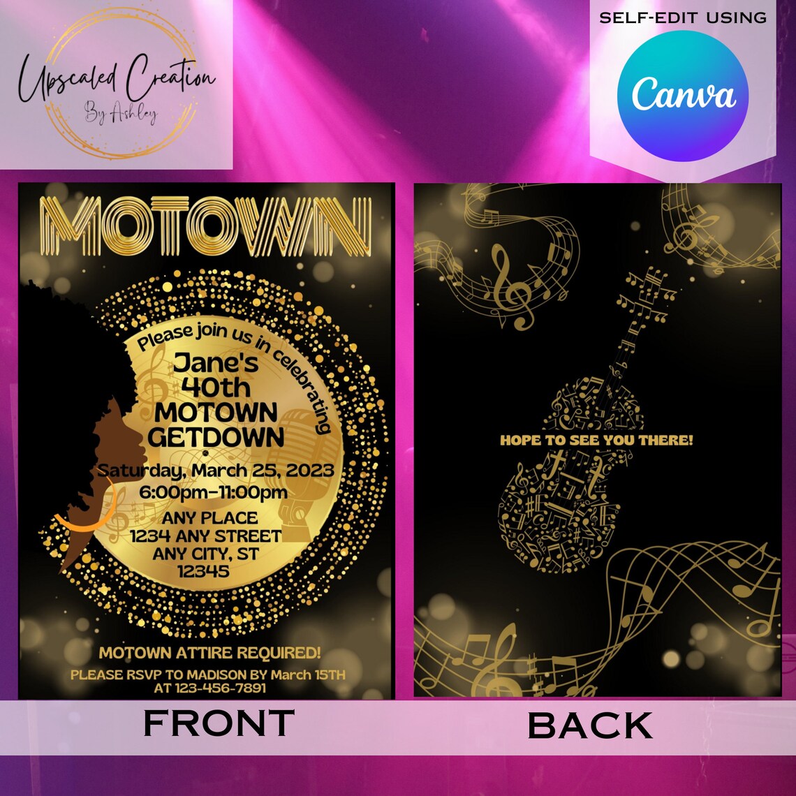 Motown Party Invitation: Funk Throwback, Editable Template (digital ...