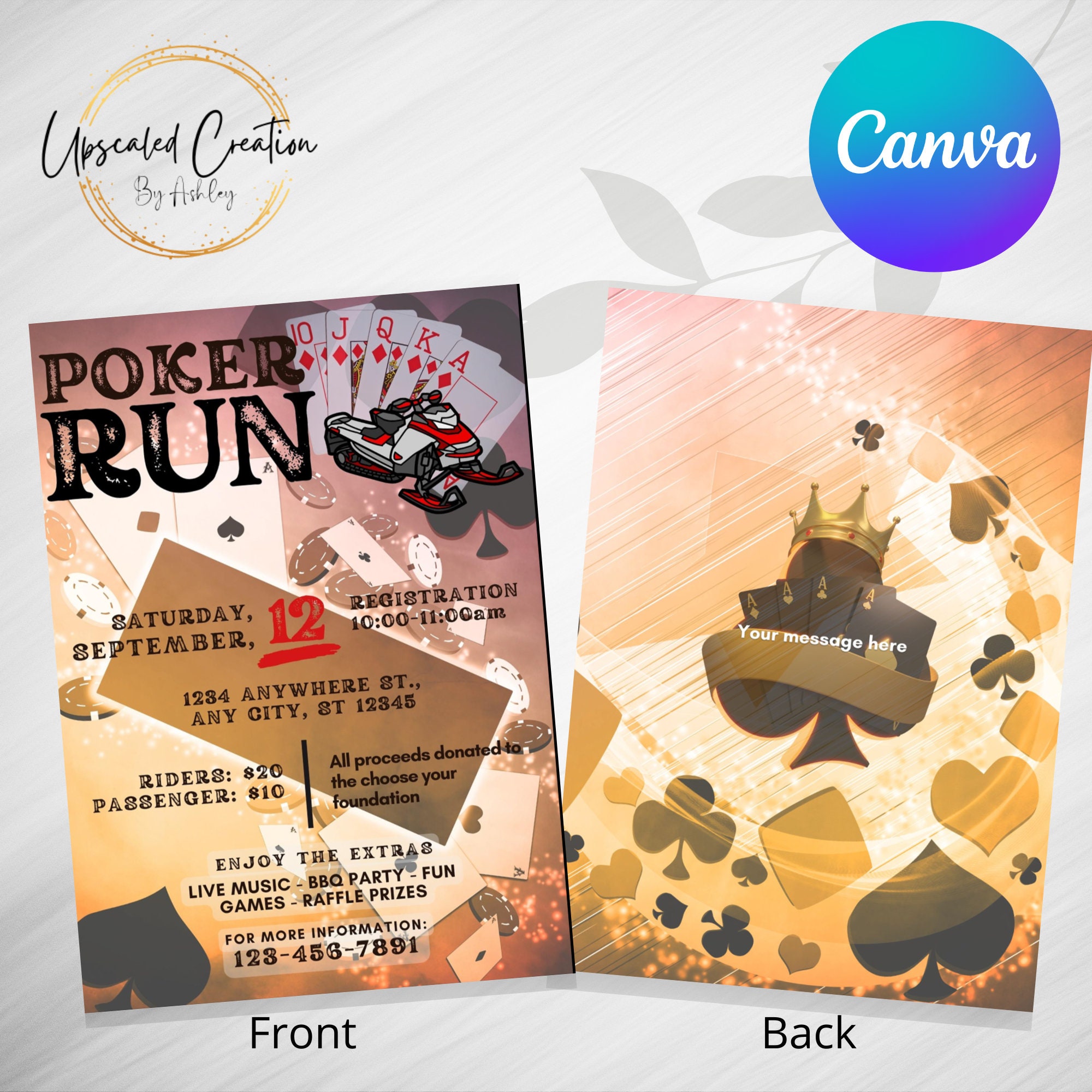 Poker Run Invitation, Virtual Invitation, Digital Download, Editable ...