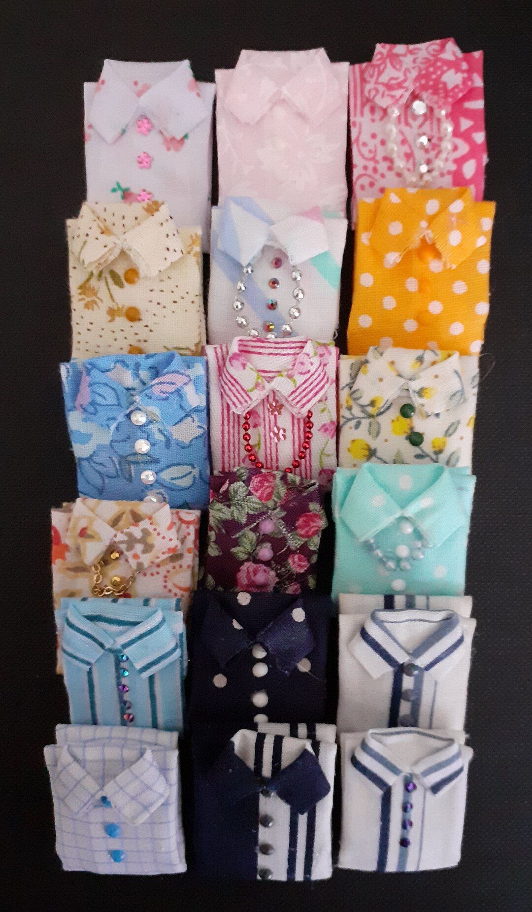Handmade Miniature 1/12th Scale Dolls House Folded Shirts. ( Sets of 3 ...