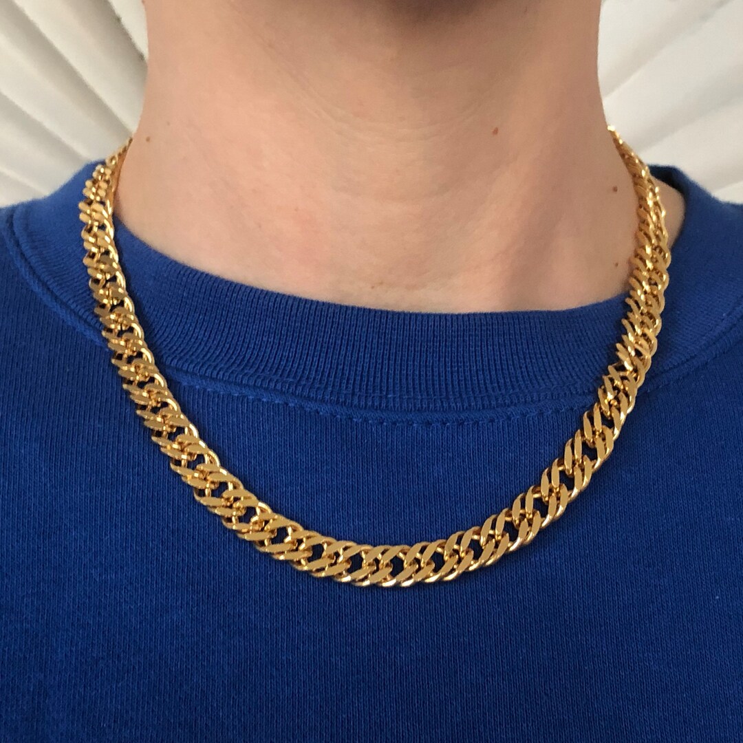 Link Chain Gold Curb Chain Vintage Style Gold Plated 18k - Etsy UK