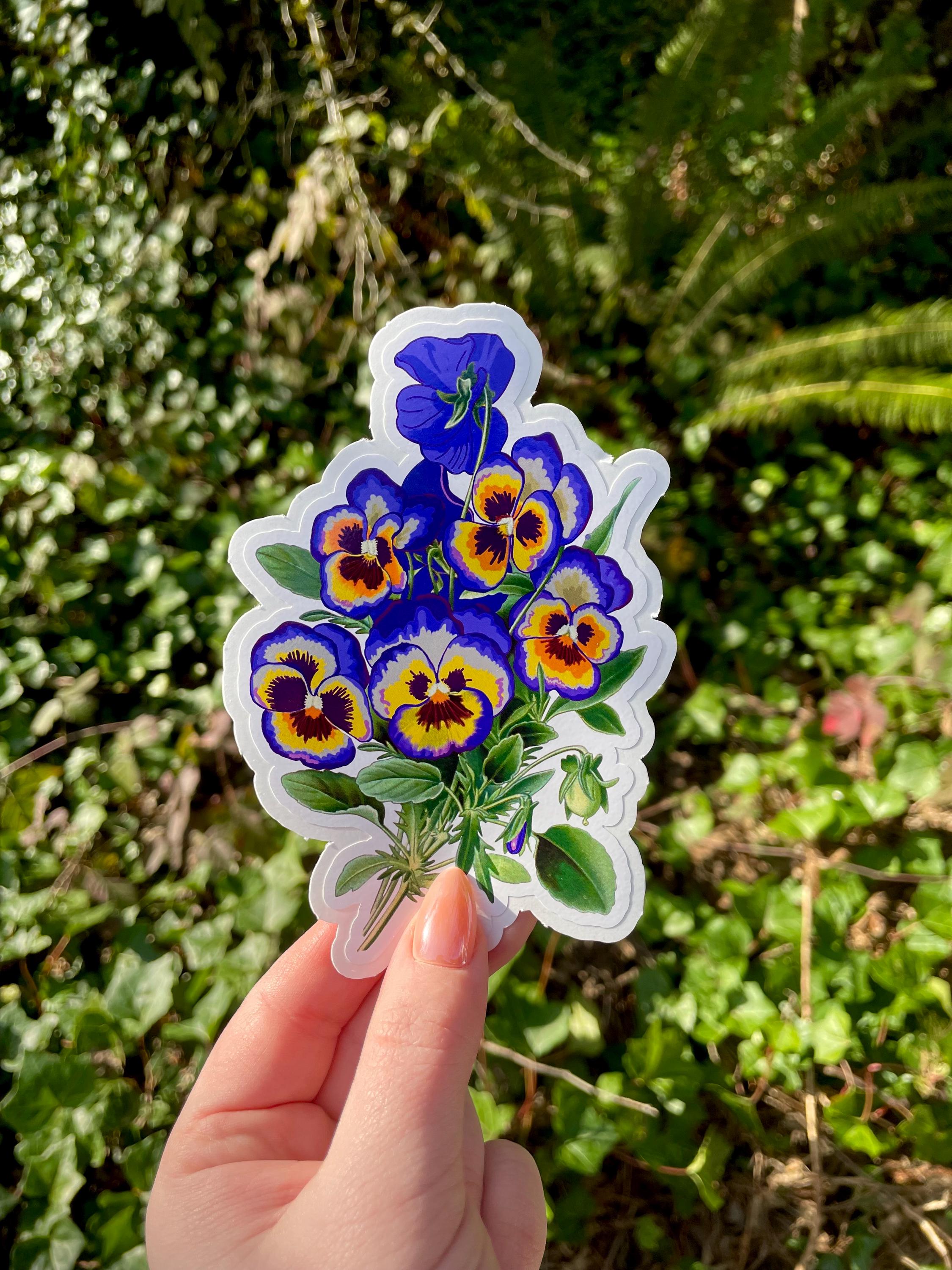 Purple and Yellow Pansy Sticker: Waterproof Vinyl Decal - Etsy