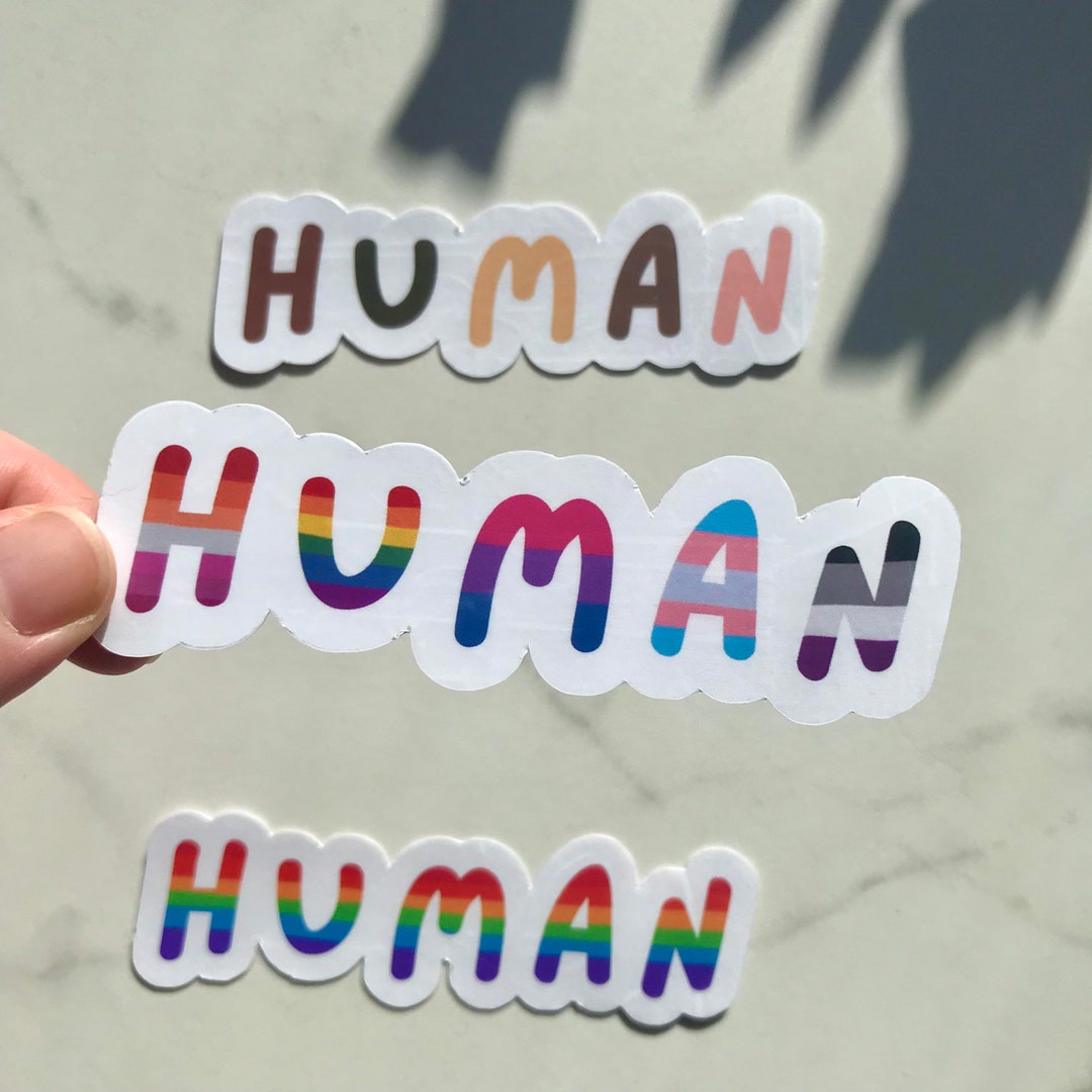 HUMAN, LGBTQIA Sticker, Waterproof Vinyl Sticker, LGBT Ally Sticker - Etsy