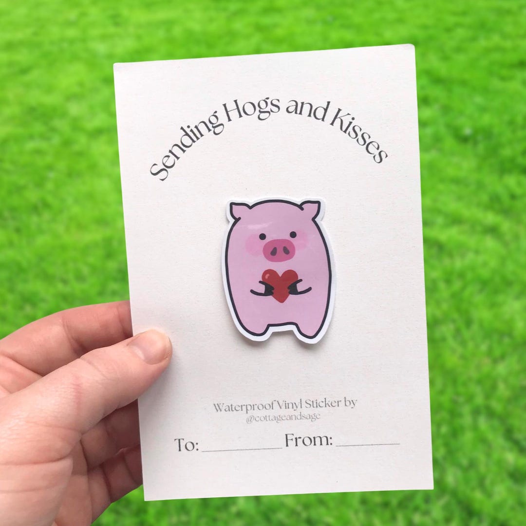 Sending Hogs and Kisses Sticker Valentine, Cute Valentines Day Gift ...