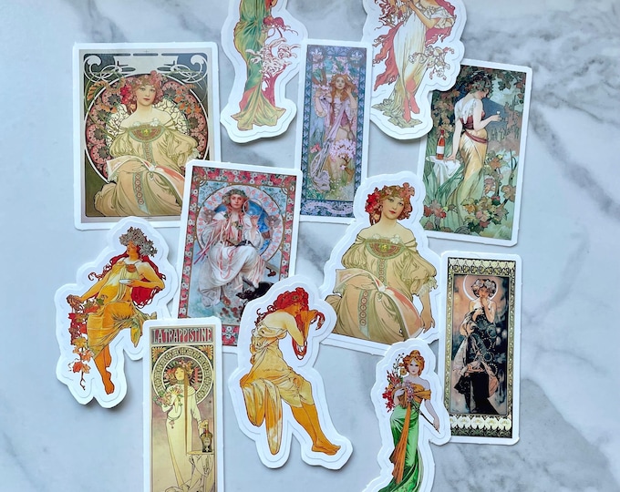 Alphonse Mucha Sticker Pack: Art Nouveau Waterproof Vinyl Decals - Etsy