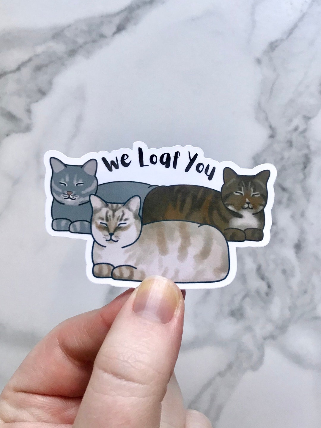 3 Cats Custom Sticker, we Loaf You Cat Loaf Waterproof Vinyl Sticker - Etsy