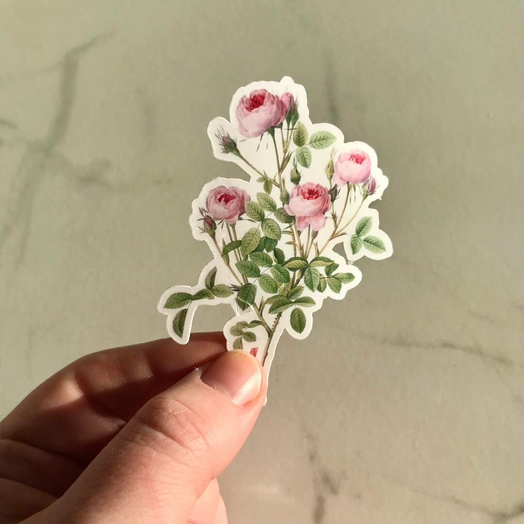 Pink Roses Sticker Waterproof Vinyl Sticker Flower Sticker - Etsy