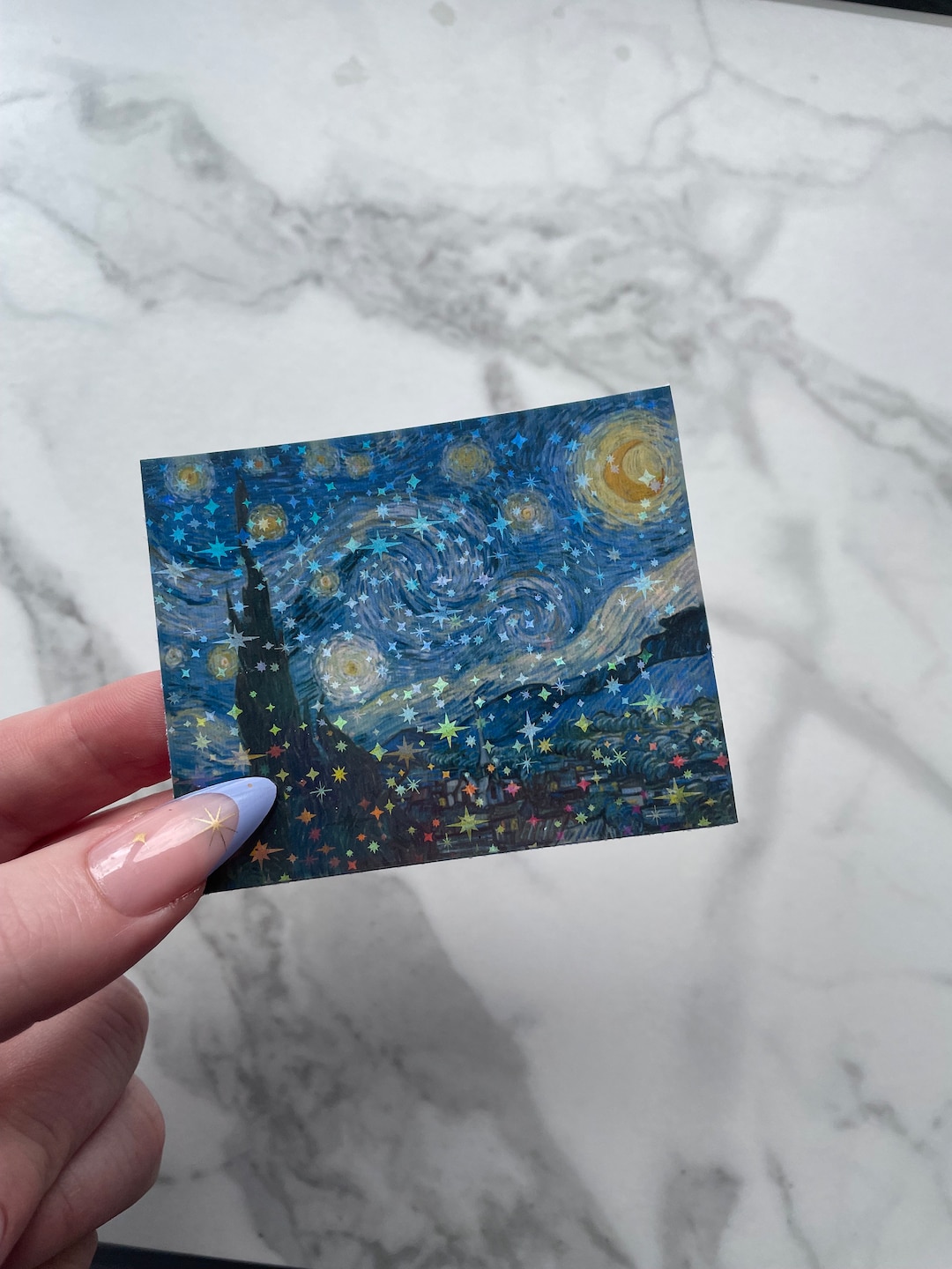 Holographic Starry Night Sticker, Waterproof Vinyl Sticker, Fine Art by ...