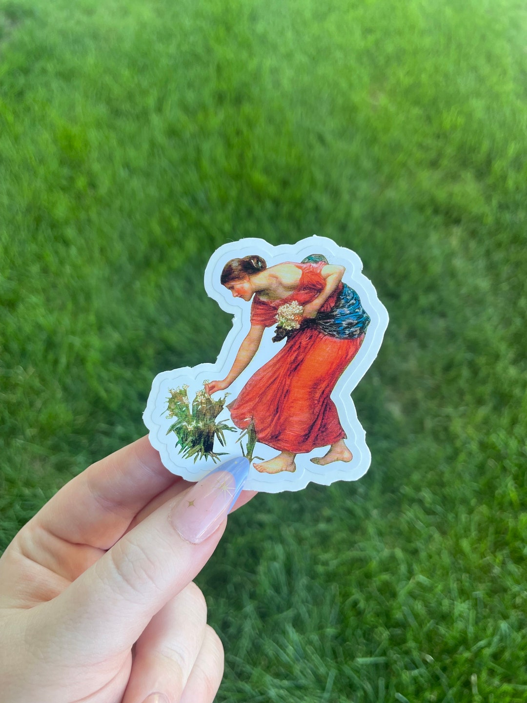 Narcissus or Persephone, Waterproof Vinyl Sticker, Pre-raphaelite Art ...
