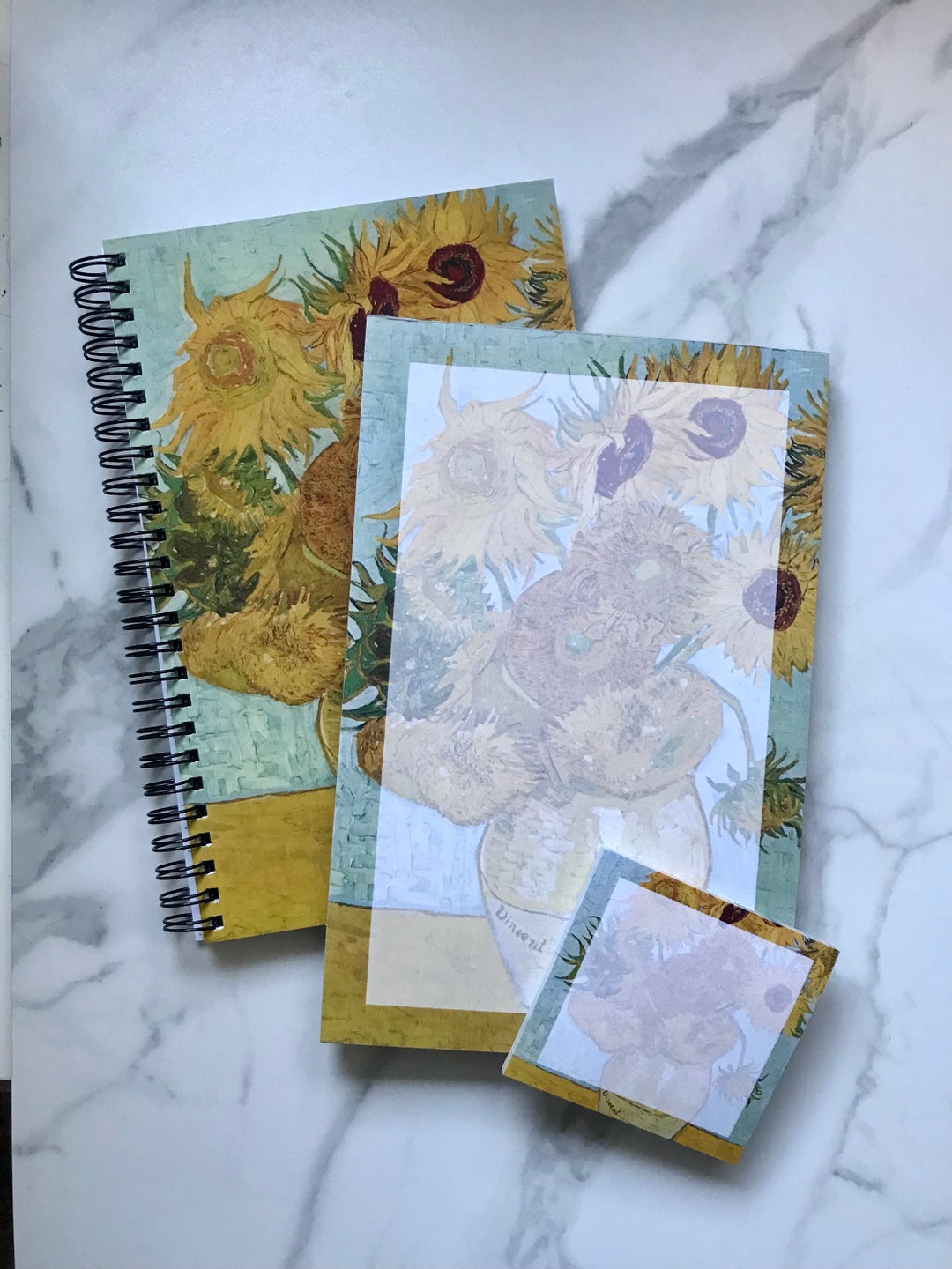 Van Gogh Sunflowers Stationery Set: Notebook, Notepad, and Sticky Notes ...