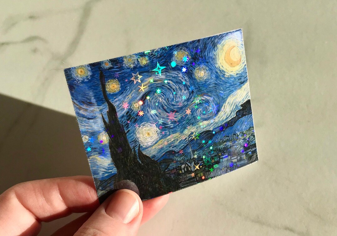 Holographic Starry Night Sticker, Waterproof Vinyl Sticker, Fine Art by ...
