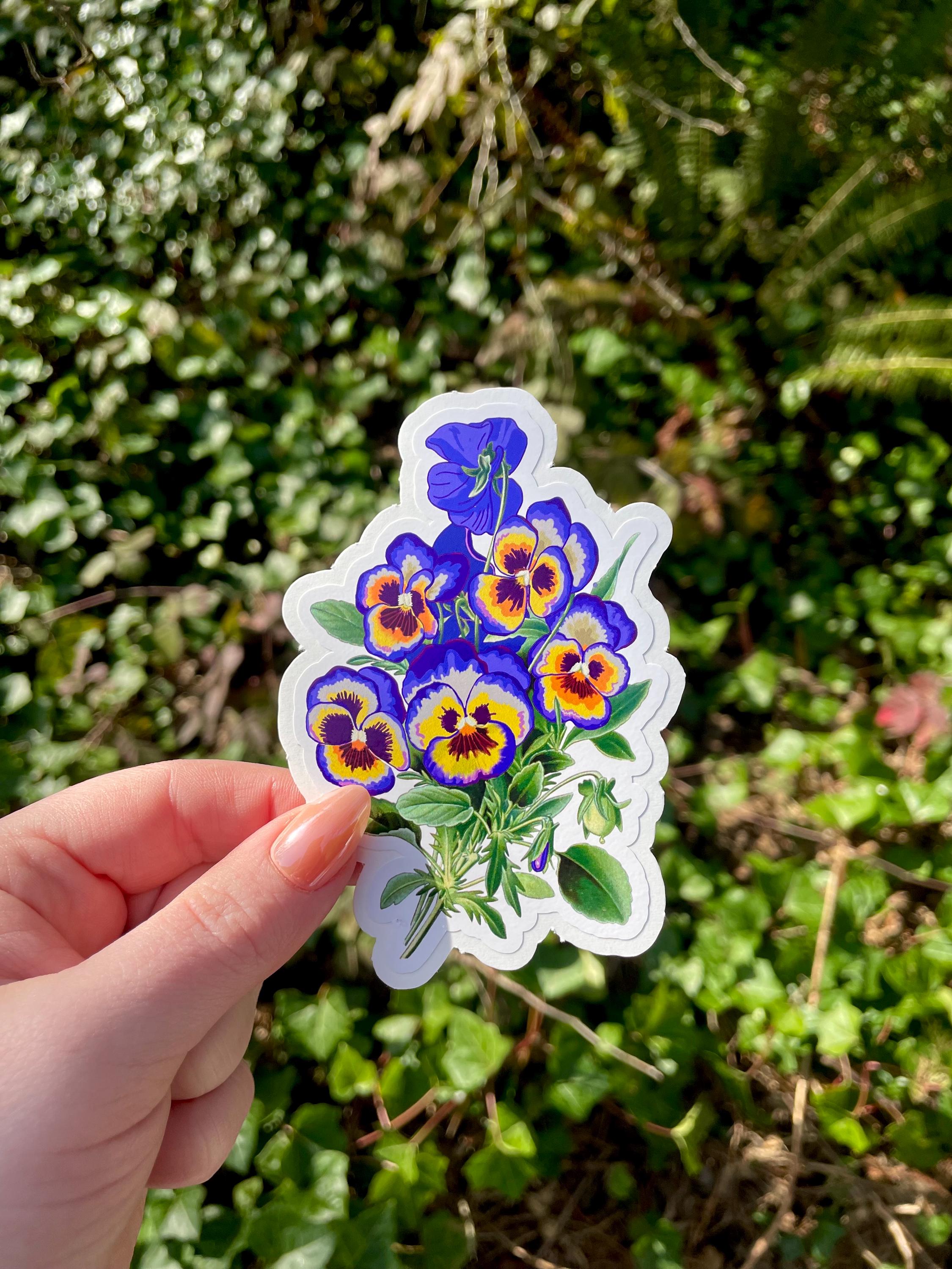 Purple and Yellow Pansy Sticker: Waterproof Vinyl Decal - Etsy