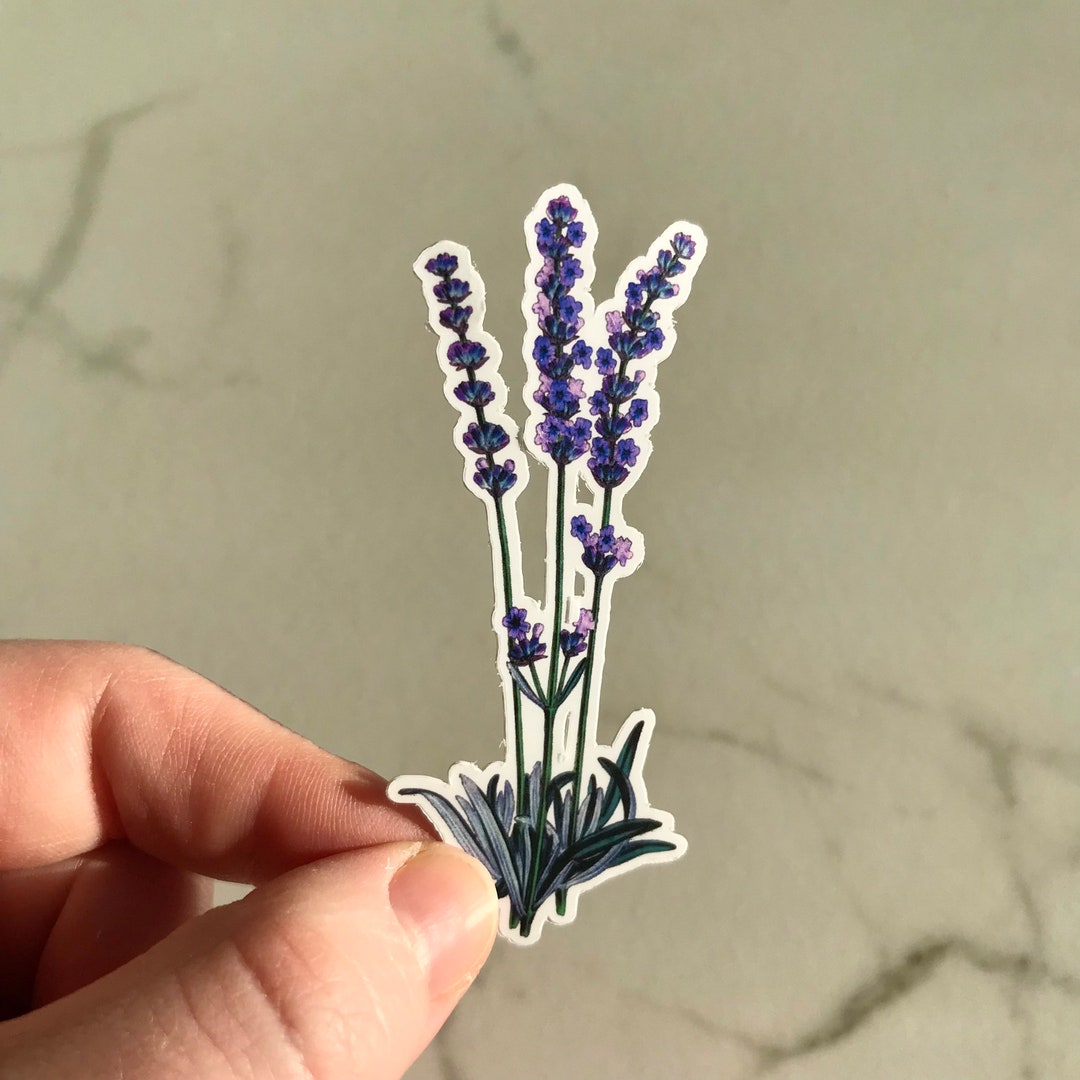 Lavender Sticker Waterproof Vinyl Sticker Flower Sticker - Etsy