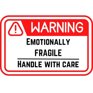 Warning: Emotionally Fragile Handle With Care, Waterproof Vinyl Sticker ...