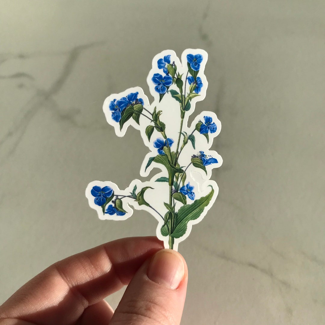 Blue Flowers Sticker Waterproof Vinyl Sticker Flower Sticker - Etsy