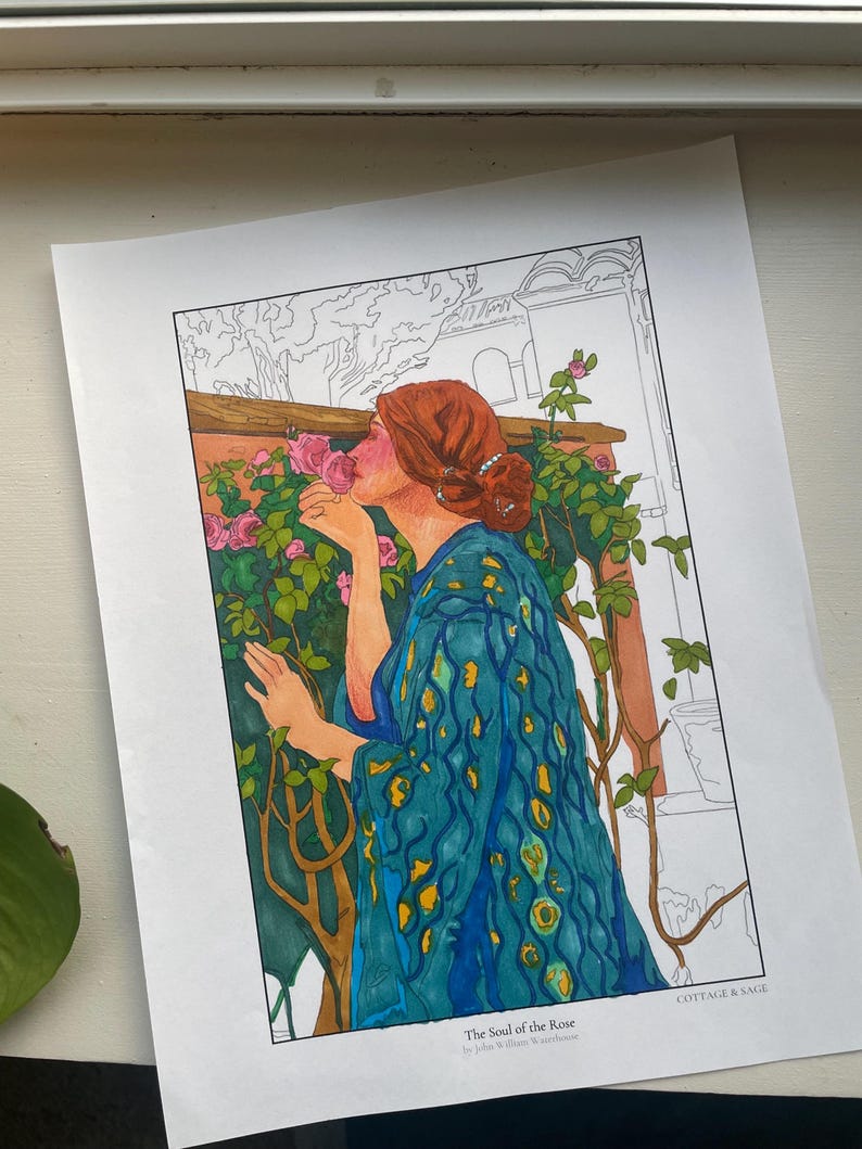 John William Waterhouse Fine-line Coloring Book- 61 Printable Adult ...