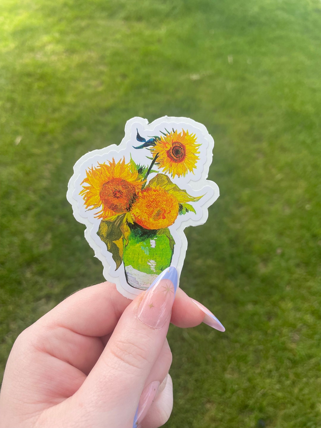 First Rendition of Sunflowers Cutout Sticker, Waterproof Vinyl Sticker ...