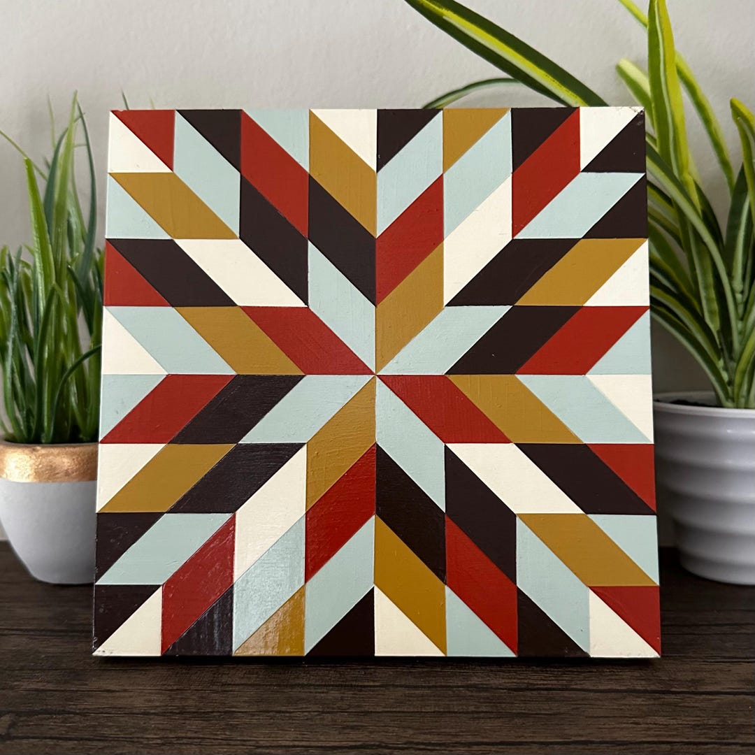 Mini Barn Quilt - 8 X 8 Inches - Autumn Star - Indoor/outdoor - Solid ...