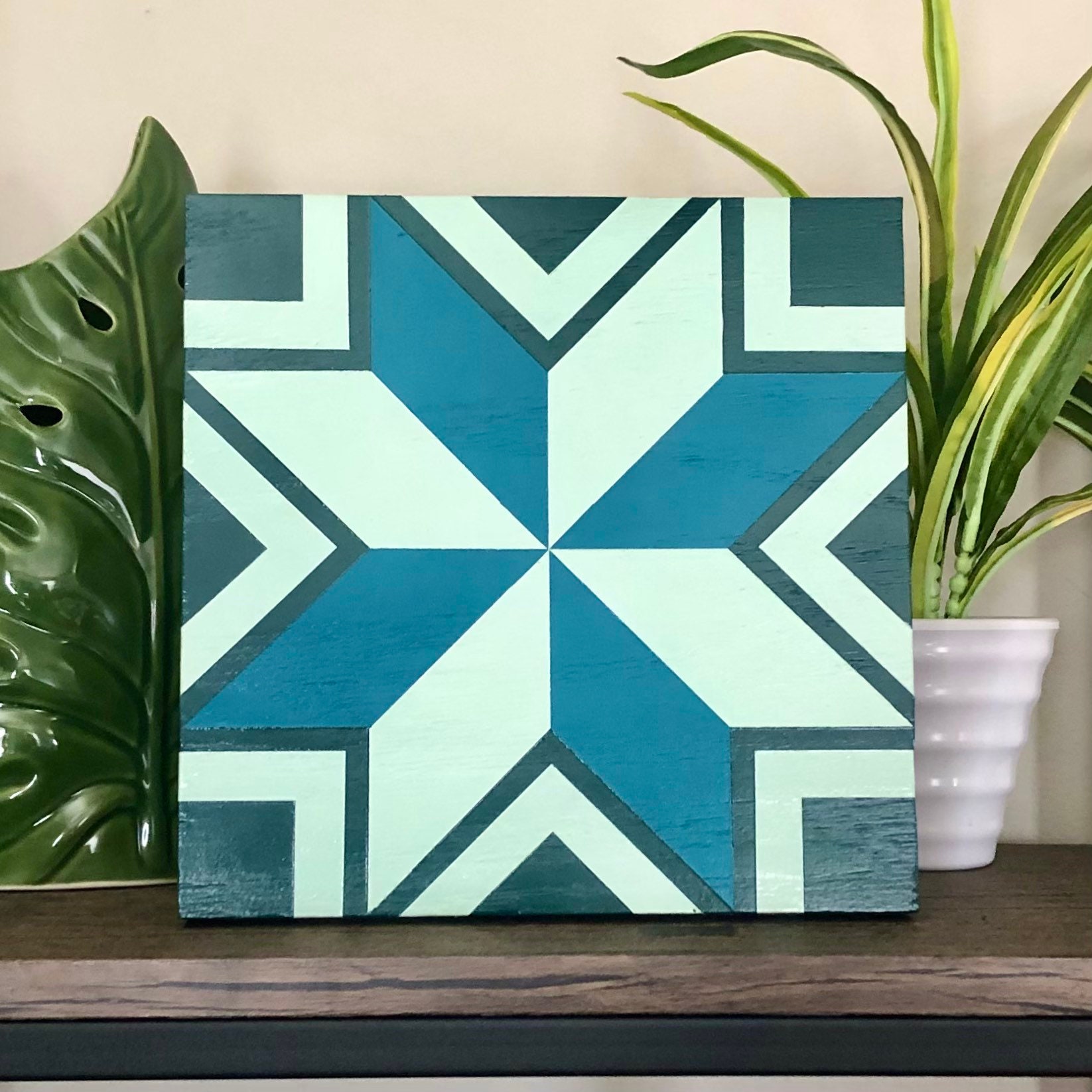 Mini Barn Quilt - 8 X 8 Inches - Blue - Indoor/outdoor - Solid Wood - Etsy