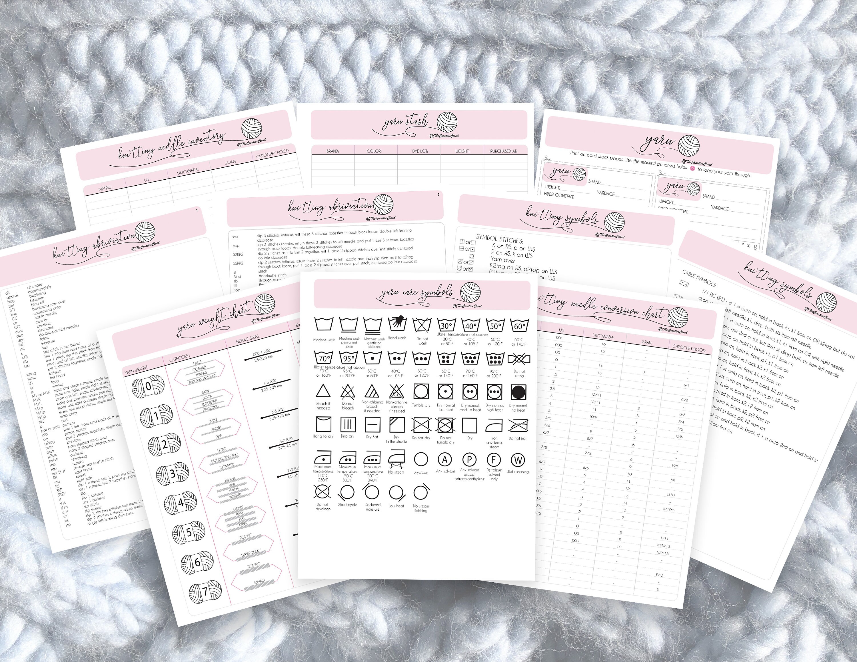 Pink Printable Knitting Planner, Digital Download, Perfect for Binders ...
