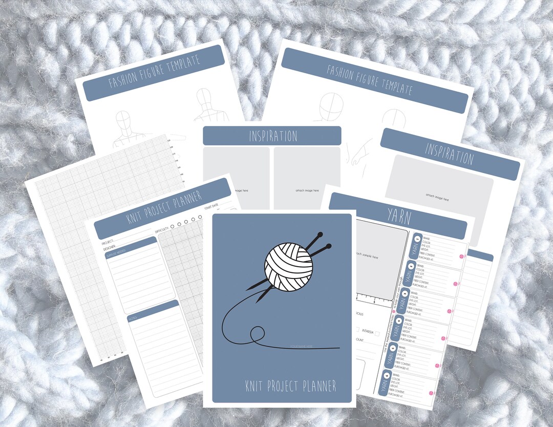 Navy Printable Knitting Planner, Digital Download, Perfect for Binders ...