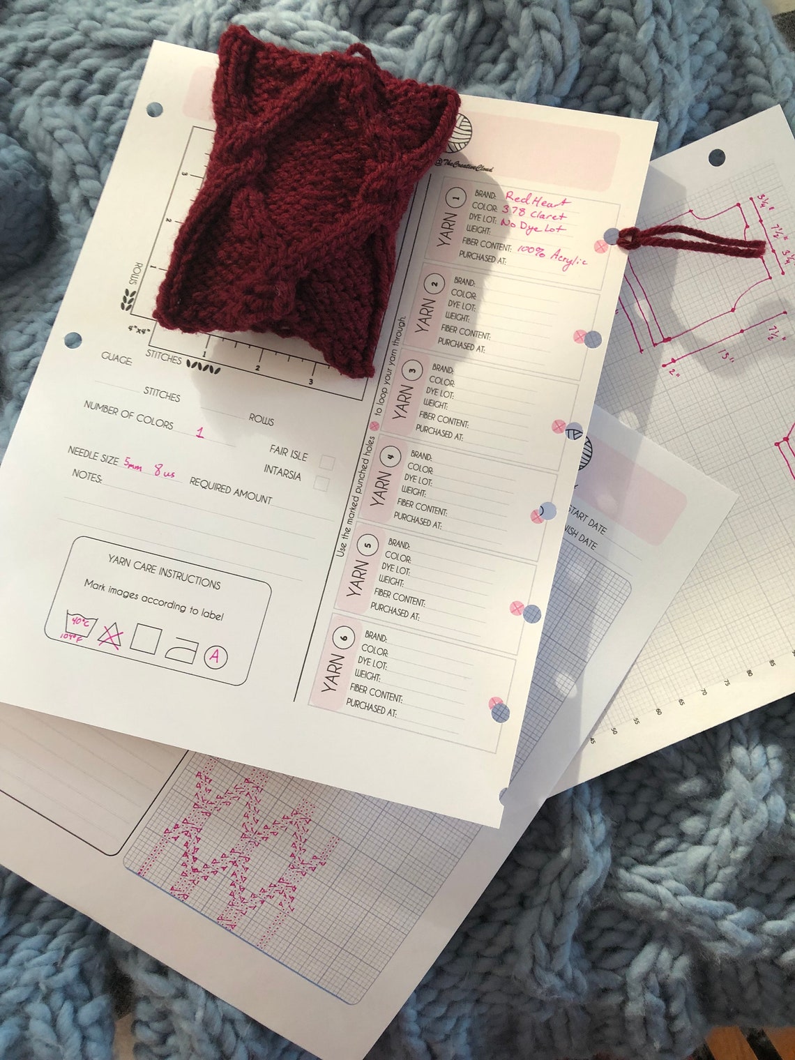 Green Printable Knitting Planner, Digital Download, Perfect for Binders ...