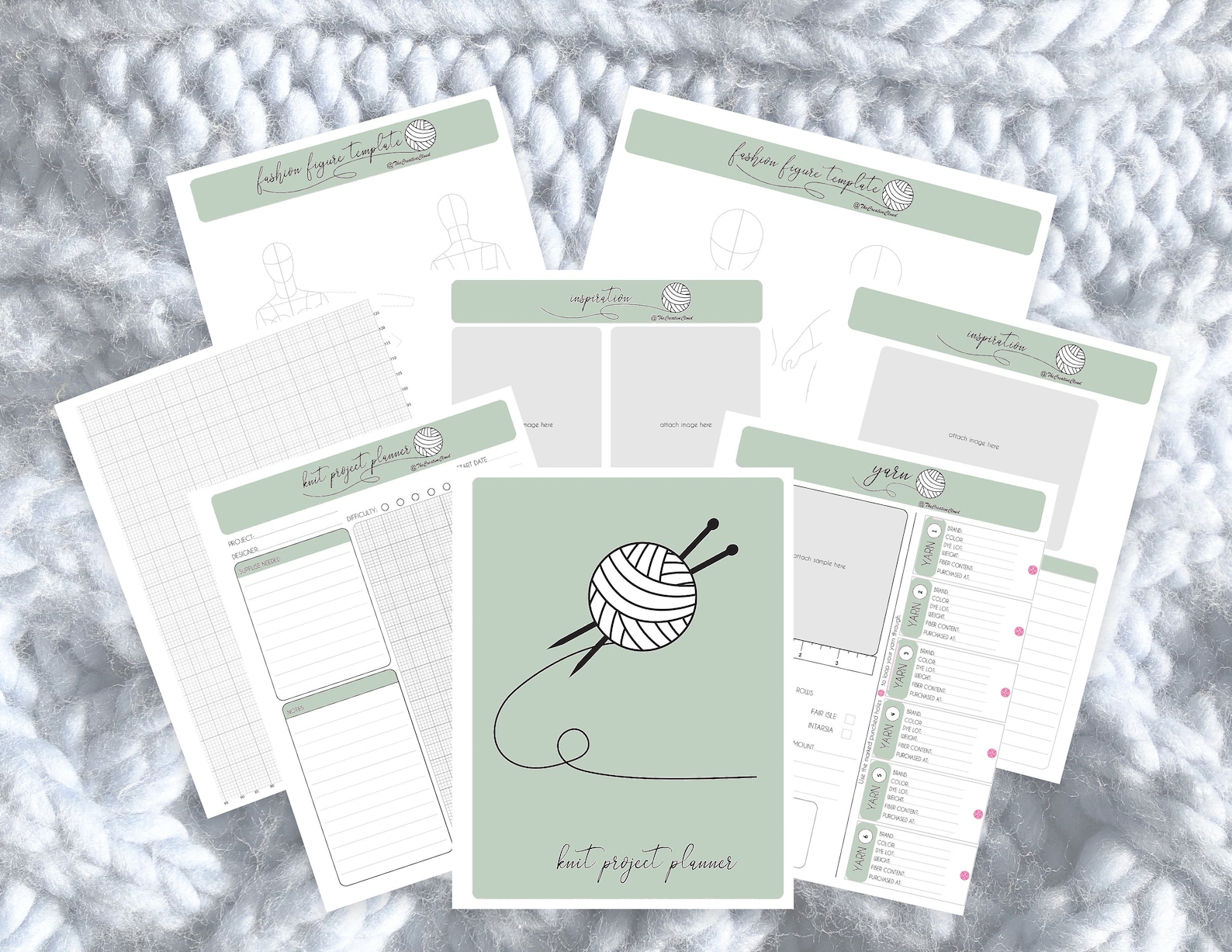 Green Printable Knitting Planner, Digital Download, Perfect for Binders ...