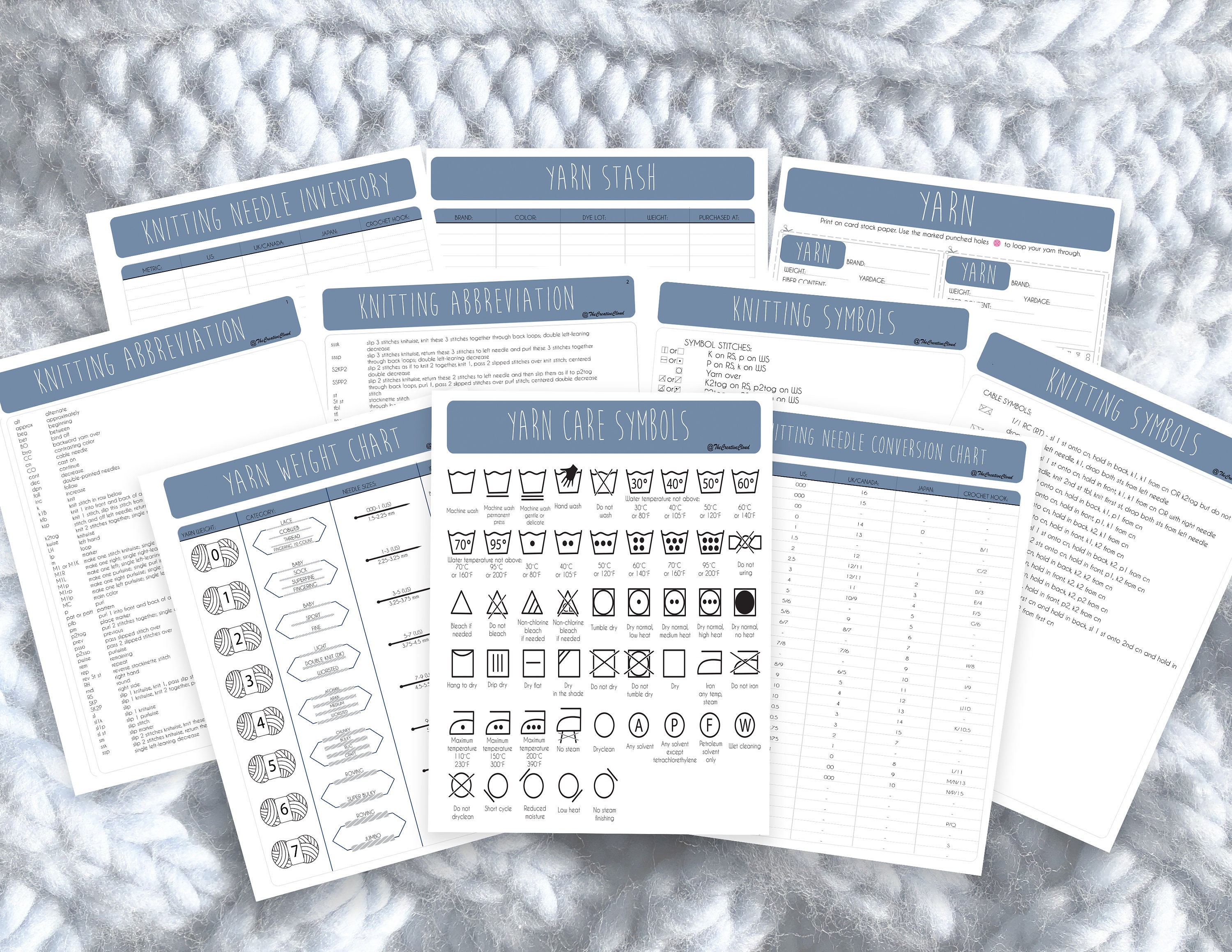 Navy Printable Knitting Planner, Digital Download, Perfect for Binders ...