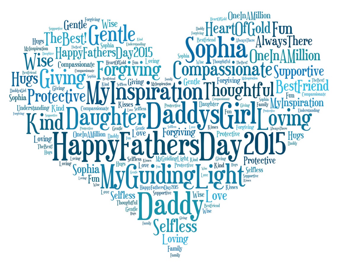 Fathers Day Personalised Word Art Gift unique framed or | Etsy