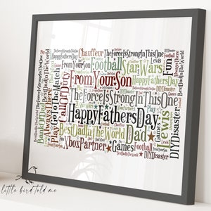 Personalised Word Art Unique Gift & Keepsake - Fathers Day DAD Daddy ...