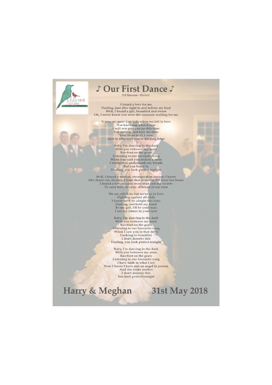 Personalised Song Lyrics Design With Photograph Background - Etsy