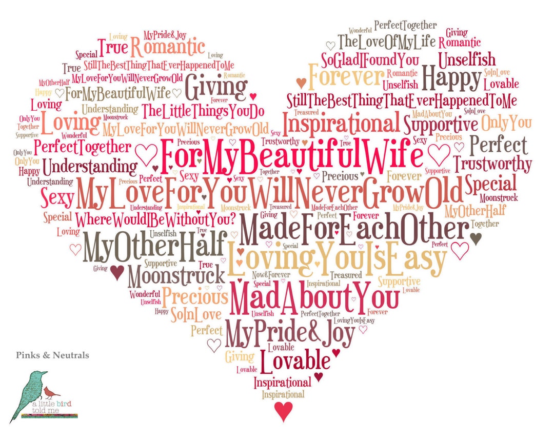 Valentines Day Heart Word Art DIGITAL IMAGE Any Colours, Any Words ...