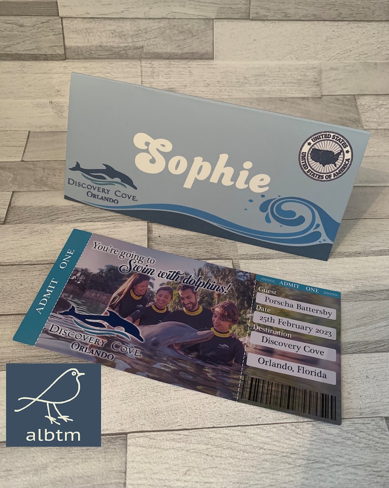 Personalised Discovery Cove Reveal Ticket | Surprise Dolphin Swim ...