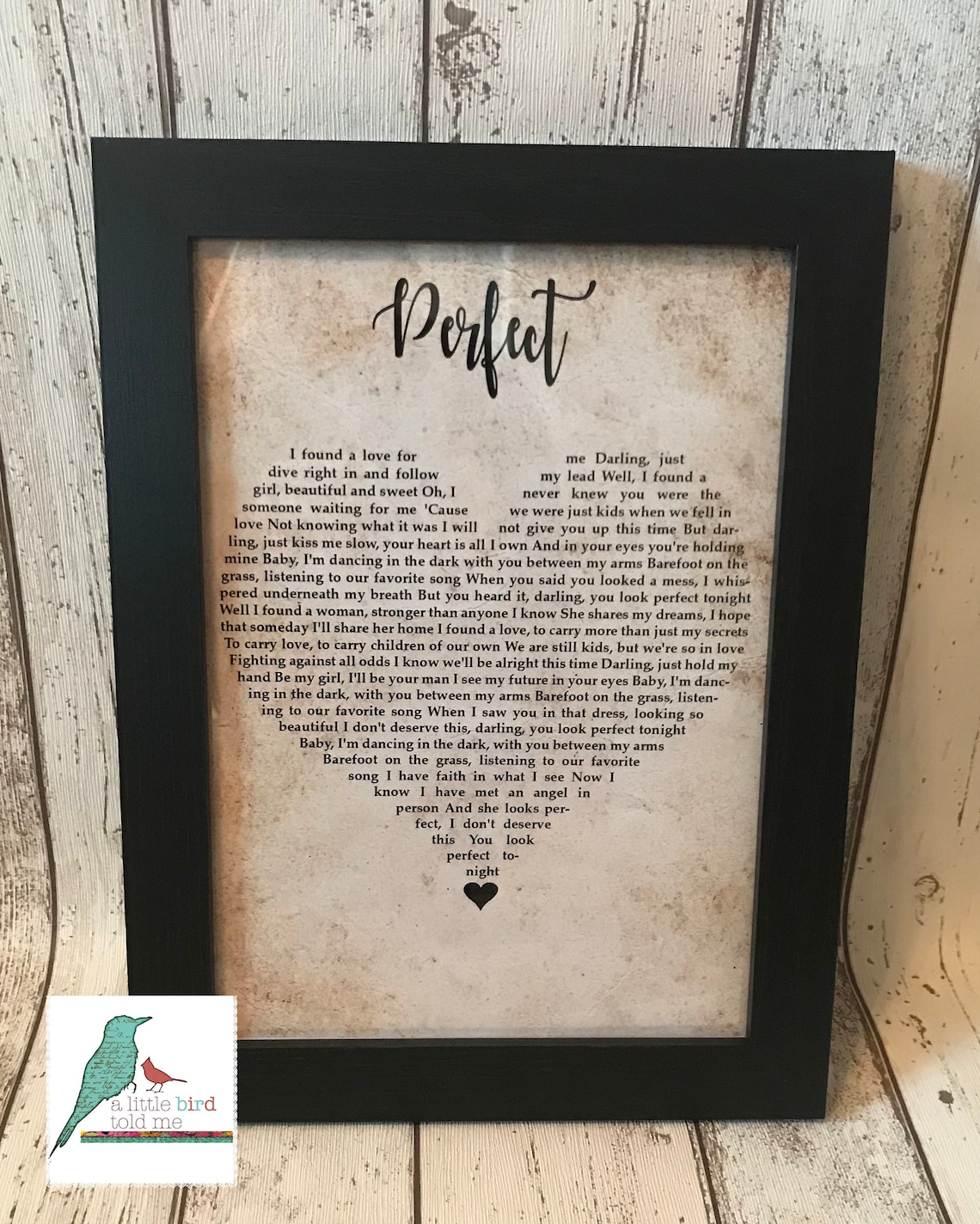 Ed Sheeran 'perfect' Song Lyrics Print Heart Shape | Etsy UK