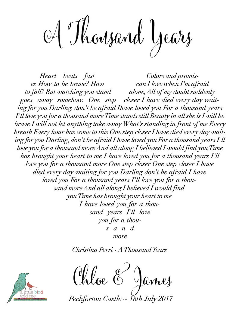 Song Lyrics Heart Heart Shape Christmas Gift / Wedding / - Etsy UK