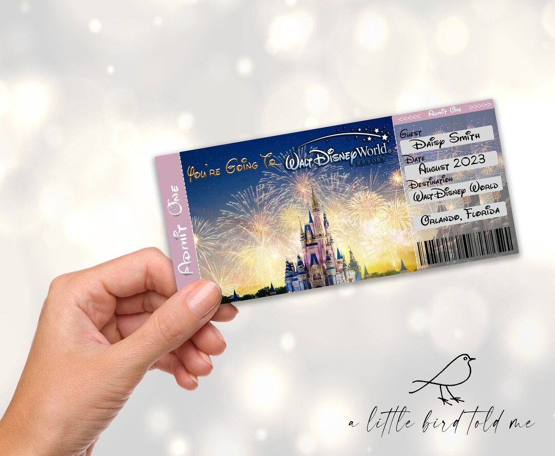 Personalised Disney Ticket Boarding Pass Surprise Reveal Magic Kingdom ...