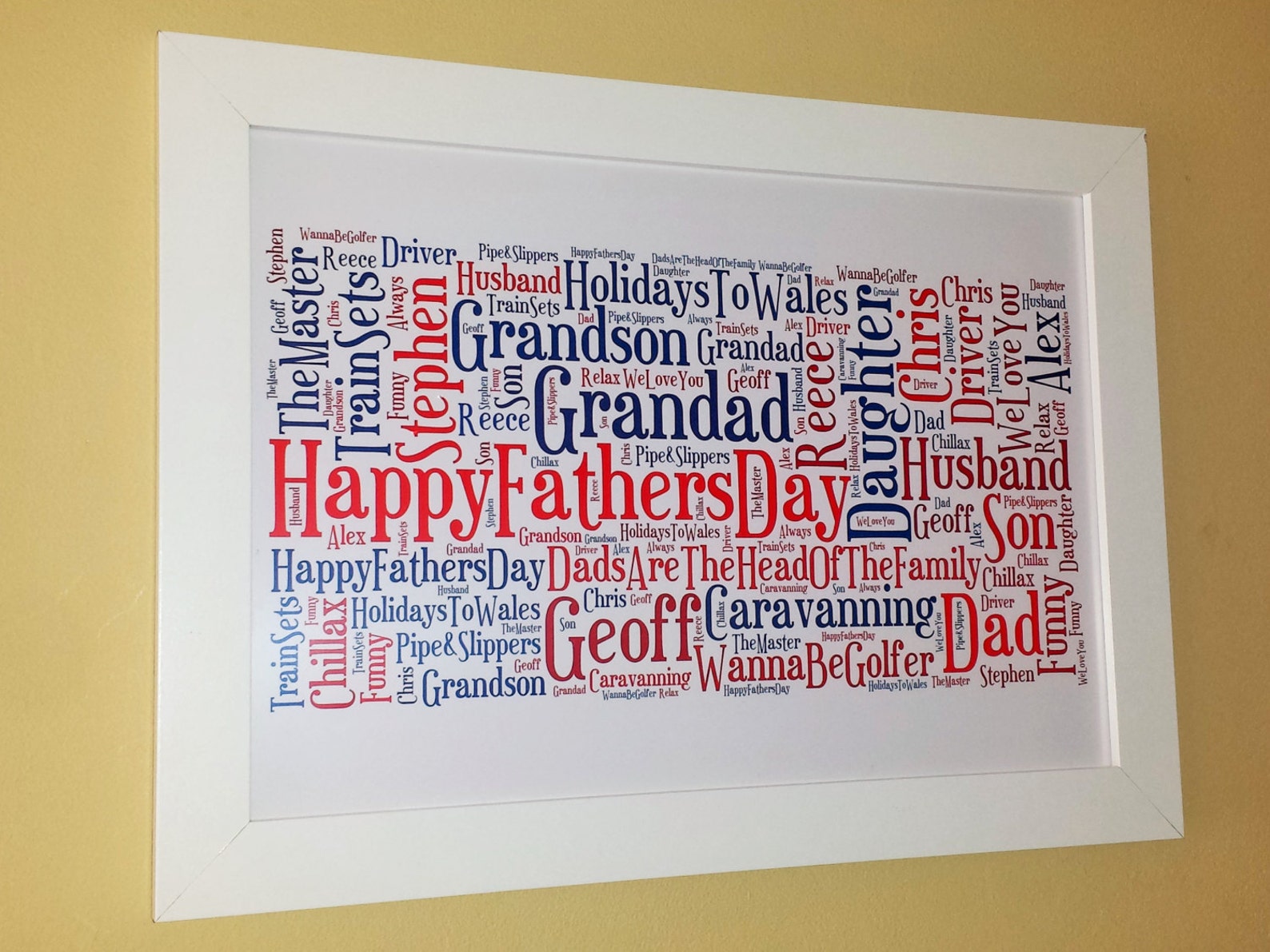 Fathers Day Personalised Word Art Gift unique framed or | Etsy