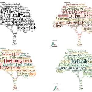 Personalised Word Art Family Tree Keepsake Gift Unique DIGITAL IMAGE ...