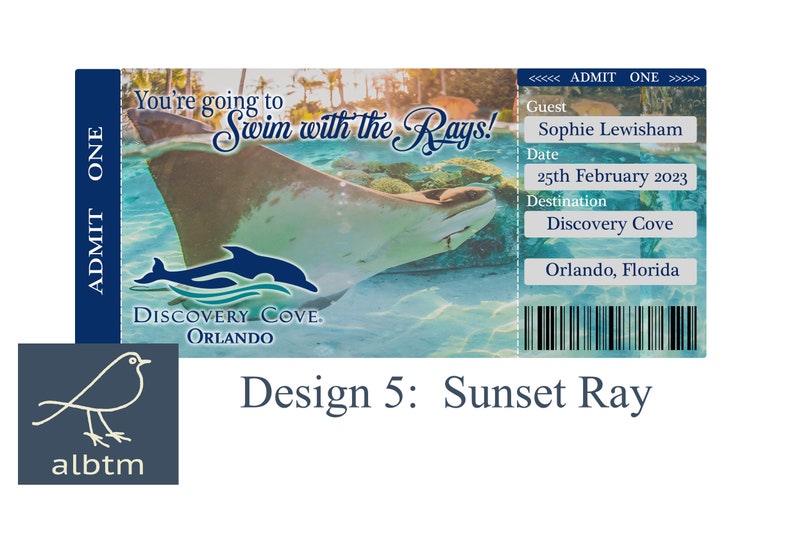Personalised Discovery Cove Reveal Ticket | Surprise Dolphin Swim ...