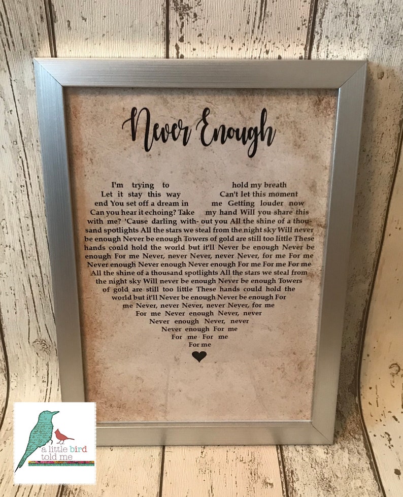 Never Enough the Greatest Showman Song Lyrics Print Heart - Etsy