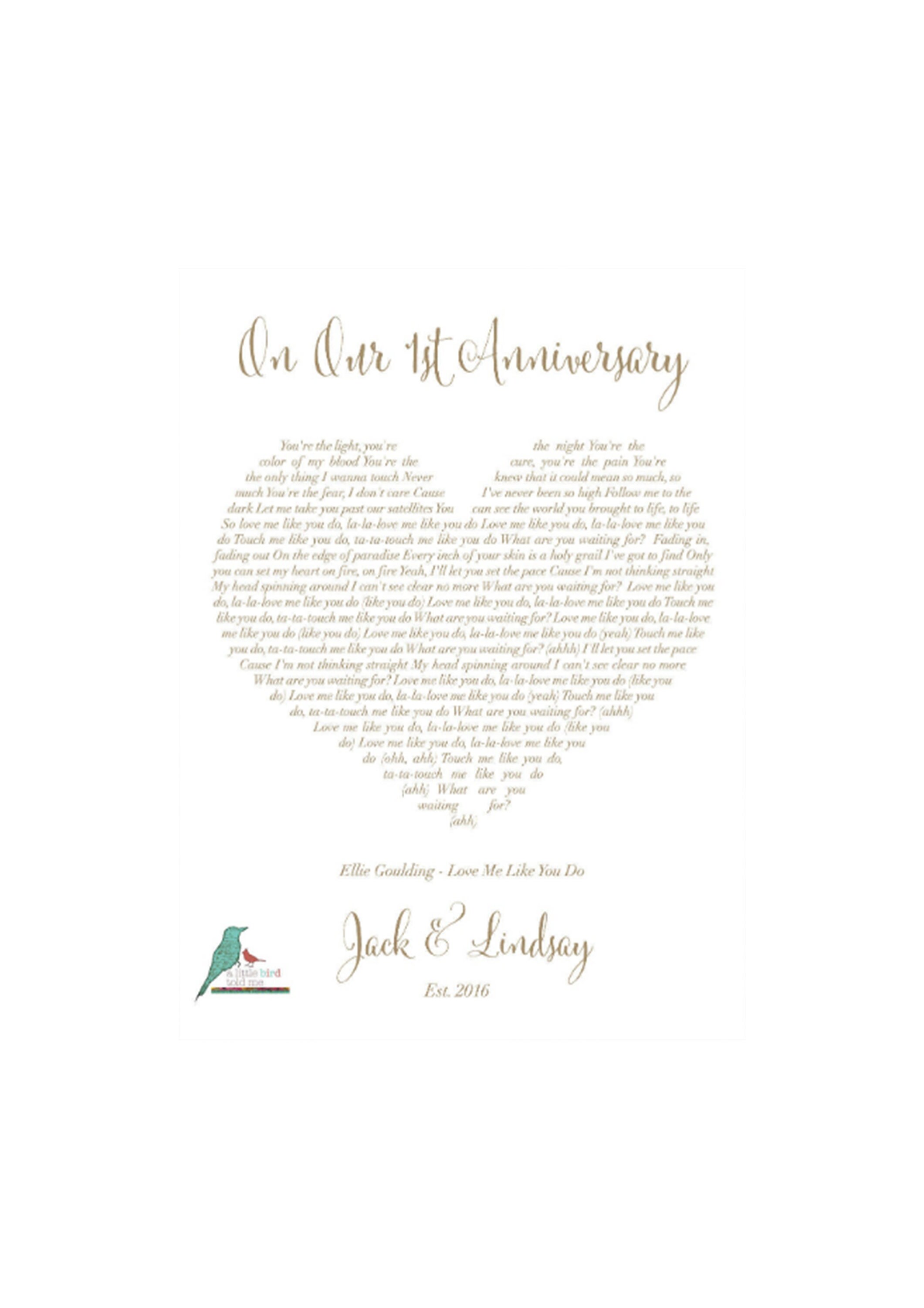 1st Wedding Anniversary Personalised Paper Gift | Etsy